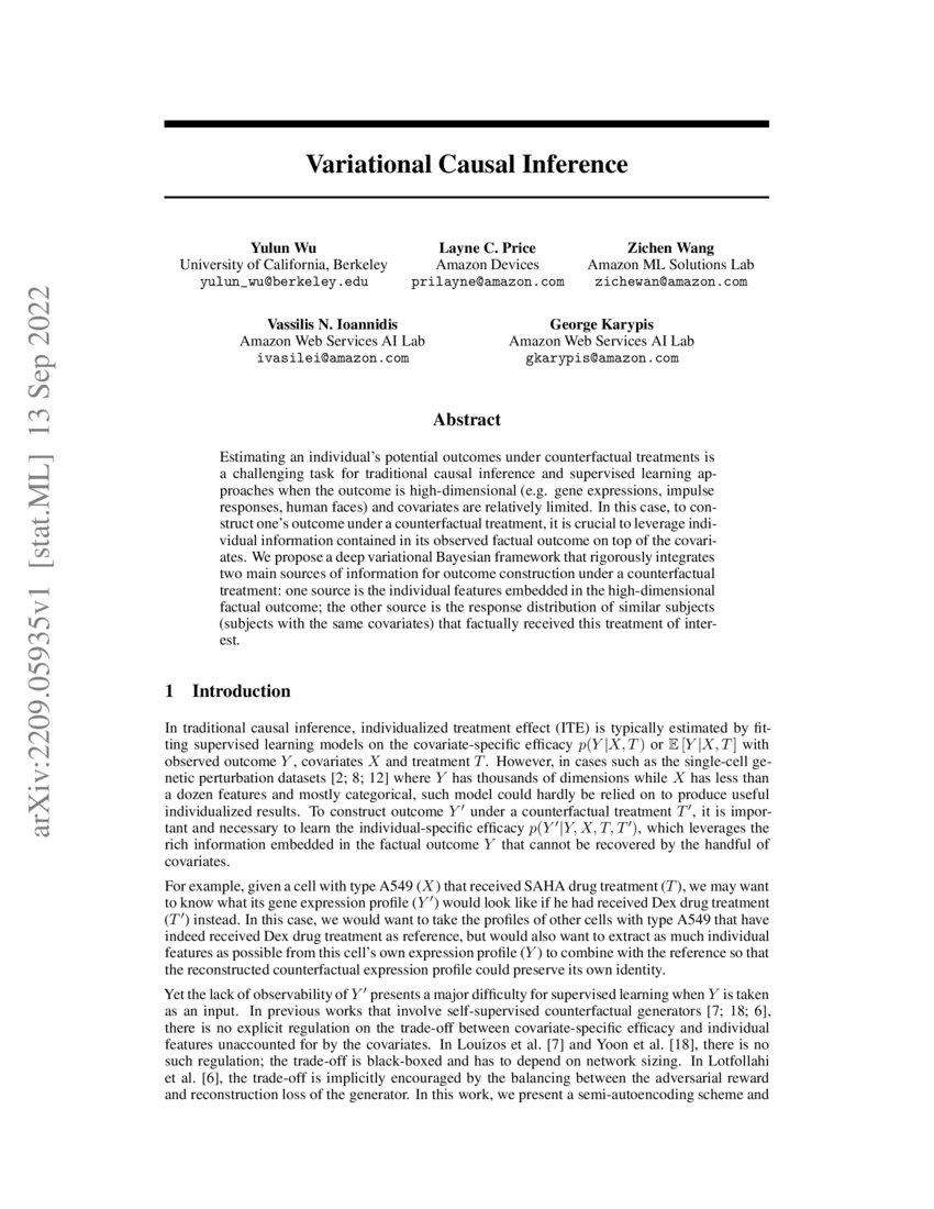 Variational Causal Inference Deepai