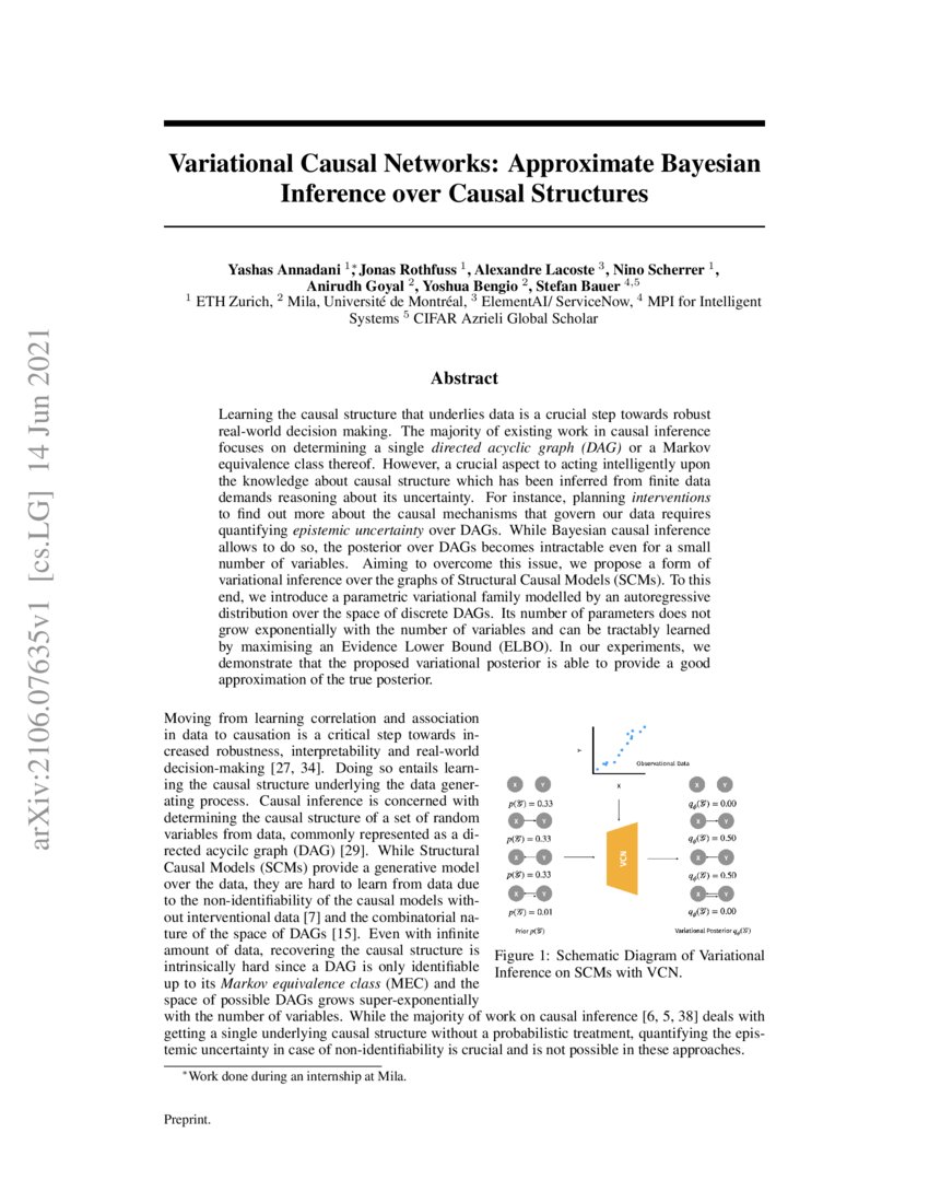 Variational Causal Networks Approximate Bayesian Inference Over Causal Structures Deepai