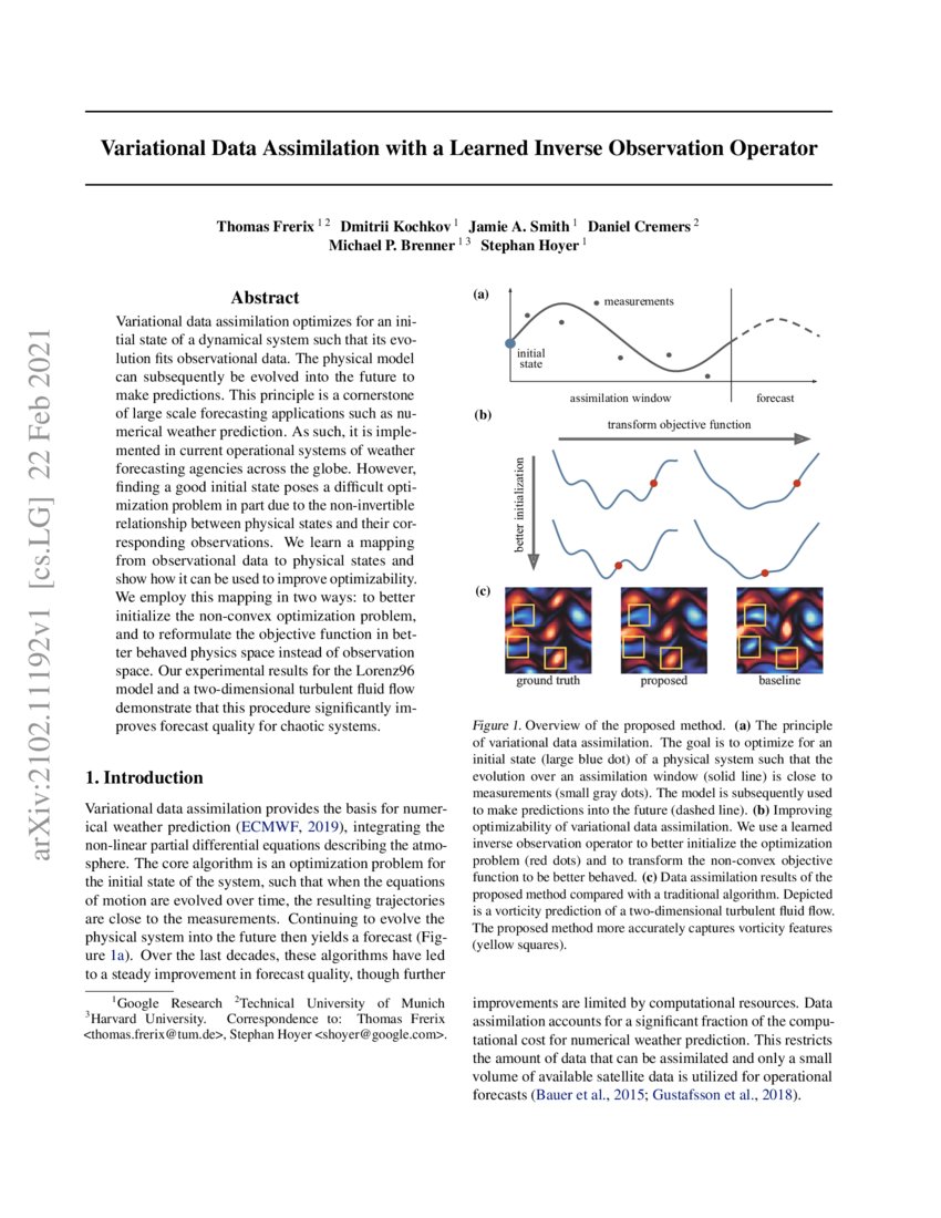 Variational Data Assimilation with a Learned Inverse Observation Operator | DeepAI
