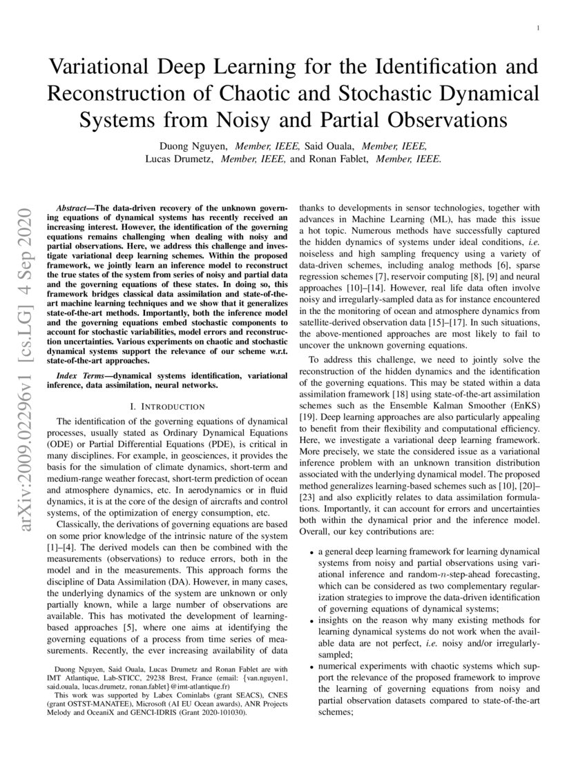 Variational Deep Learning for the Identification and Reconstruction of Chaotic and Stochastic ...