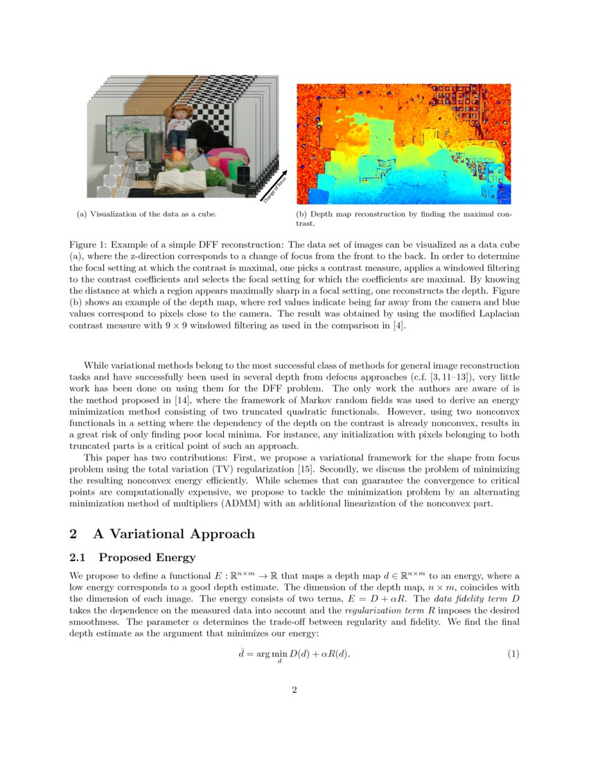 Variational Depth from Focus Reconstruction | DeepAI