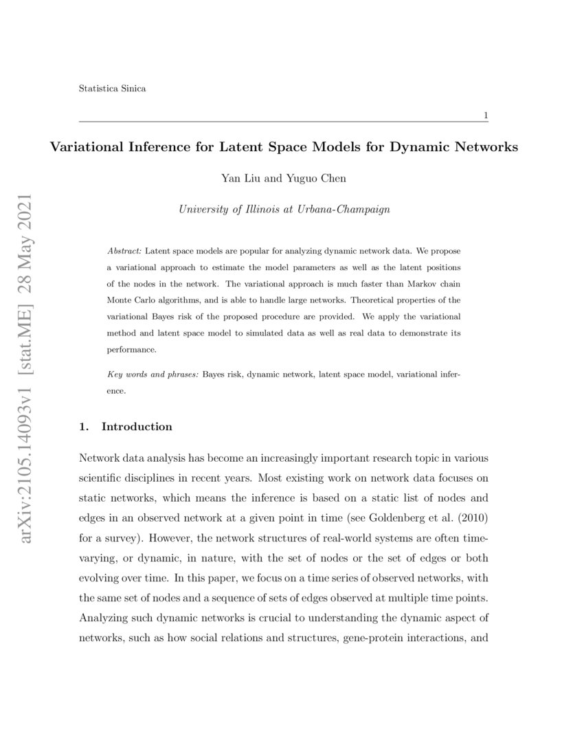 Variational Inference For Latent Space Models For Dynamic Networks Deepai