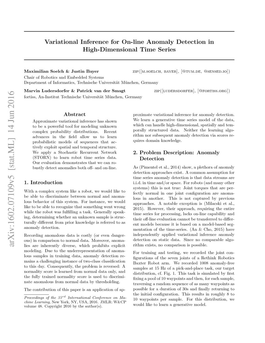 Variational Inference for On-line Anomaly Detection in High-Dimensional Time Series | DeepAI