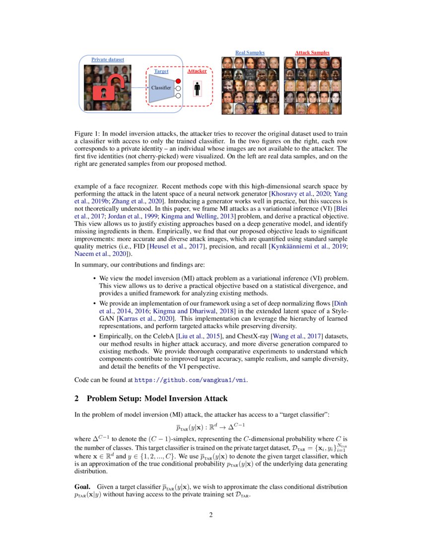 Variational Model Inversion Attacks | DeepAI