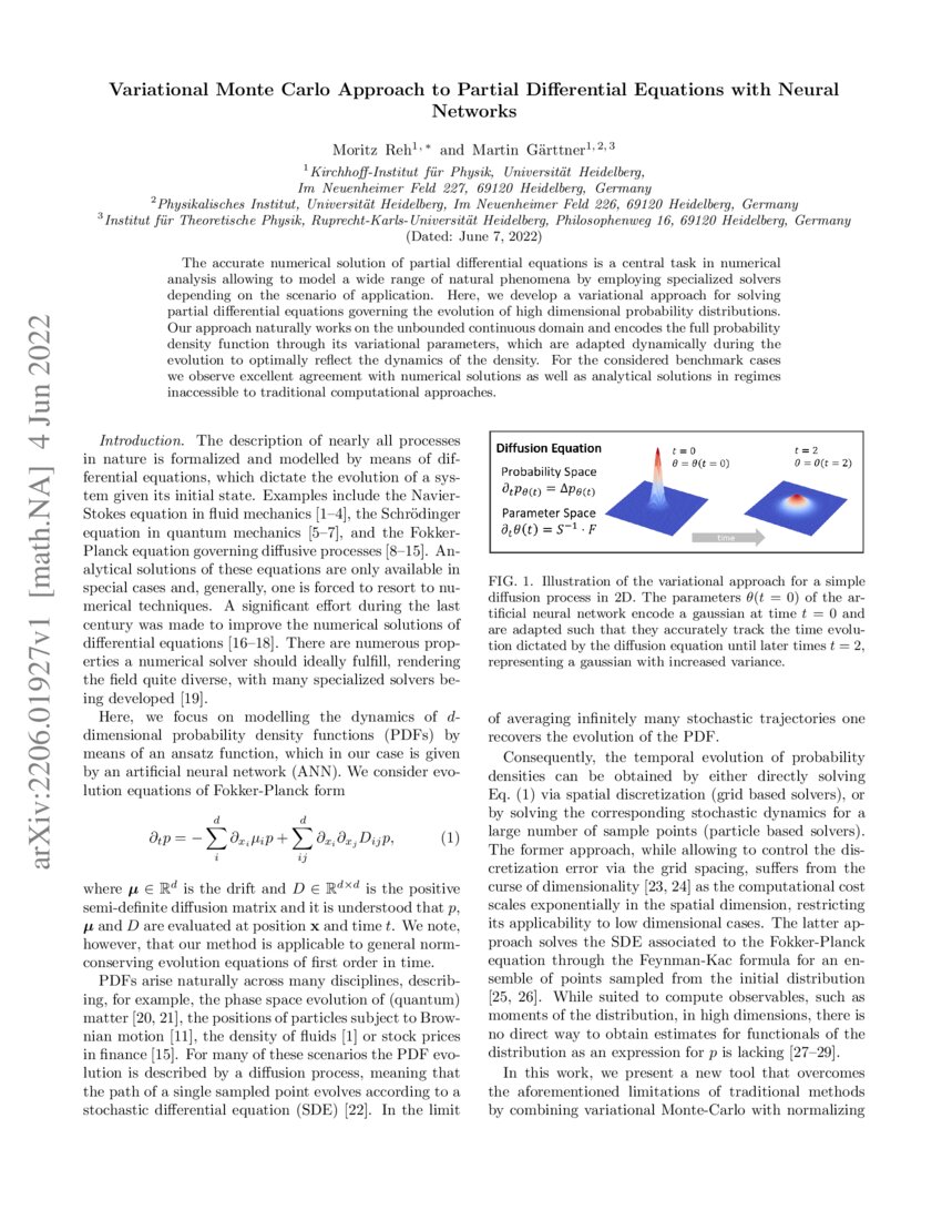 Variational Monte Carlo Approach To Partial Differential Equations With