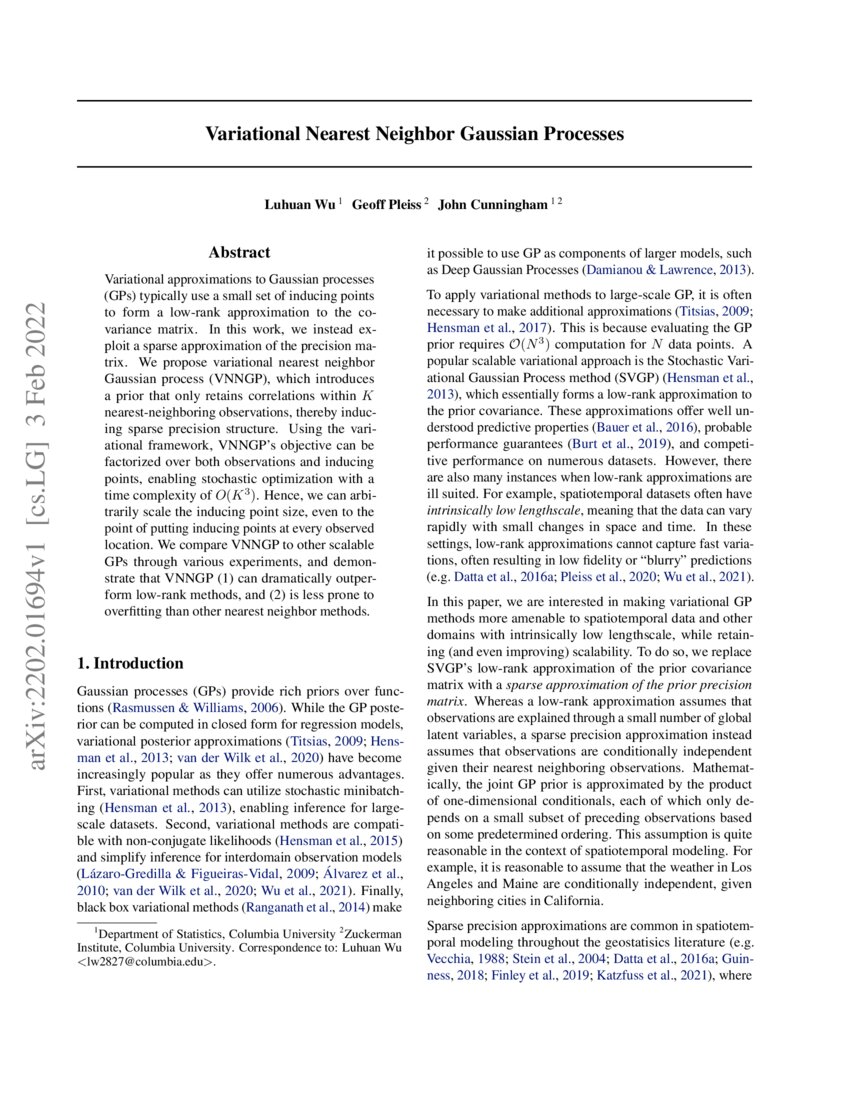 Variational Nearest Neighbor Gaussian Processes | DeepAI Variational Nearest Neighbor Gaussian Processes | DeepAI