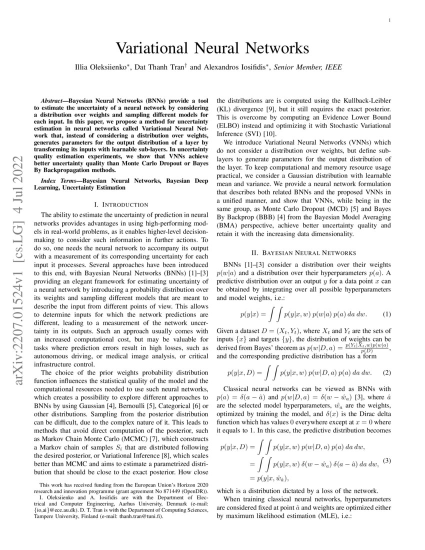 Variational Neural Networks | DeepAI