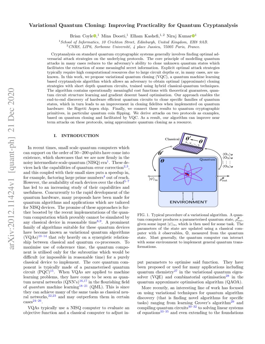 Variational Quantum Cloning: Improving Practicality for Quantum Cryptanalysis | DeepAI