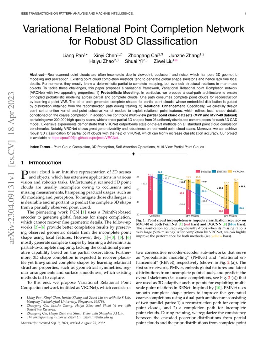 Variational Relational Point Completion Network For Robust 3d Classification Deepai