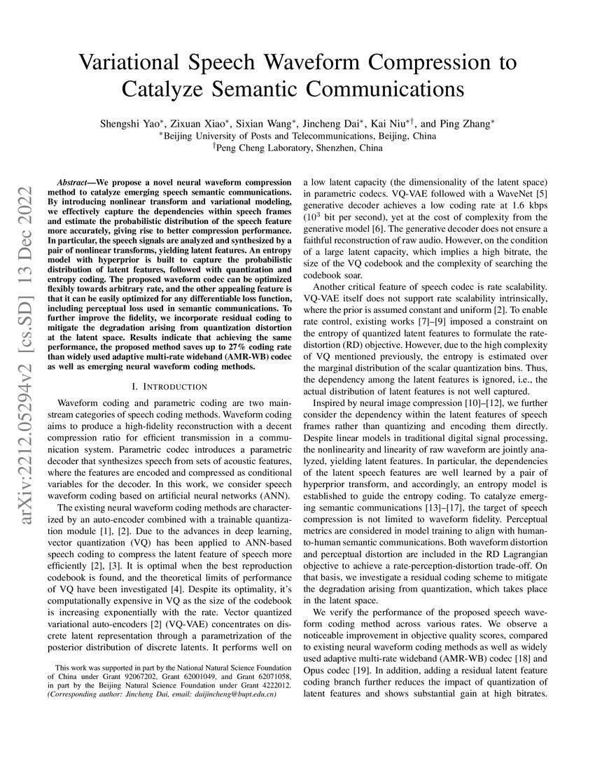 Variational Speech Waveform Compression To Catalyze Semantic Communications Deepai 4312