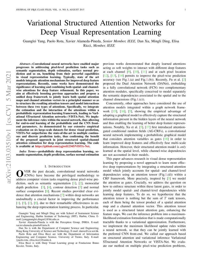 Variational Structured Attention Networks for Deep Visual Representation Learning | DeepAI