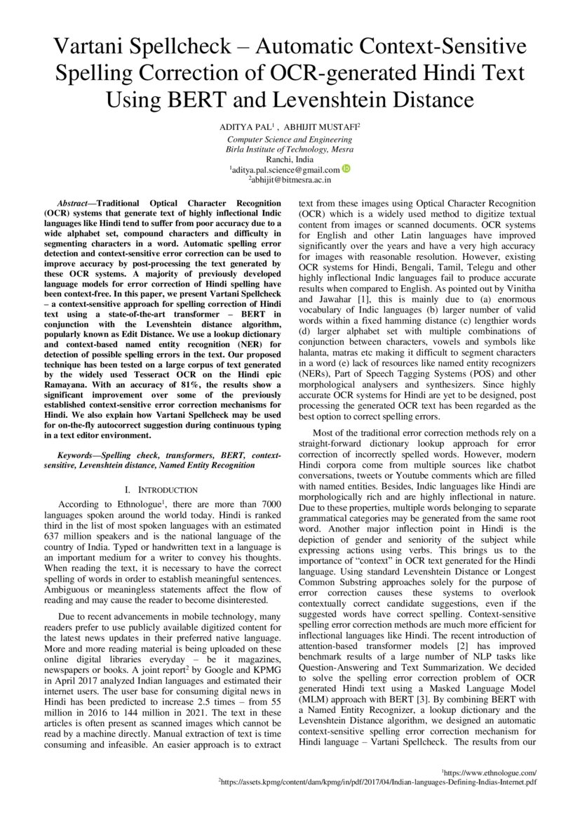 Vartani Spellcheck Automatic Context Sensitive Spelling Correction Of