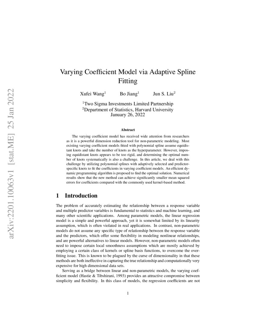Varying Coefficient Model Via Adaptive Spline Fitting Deepai