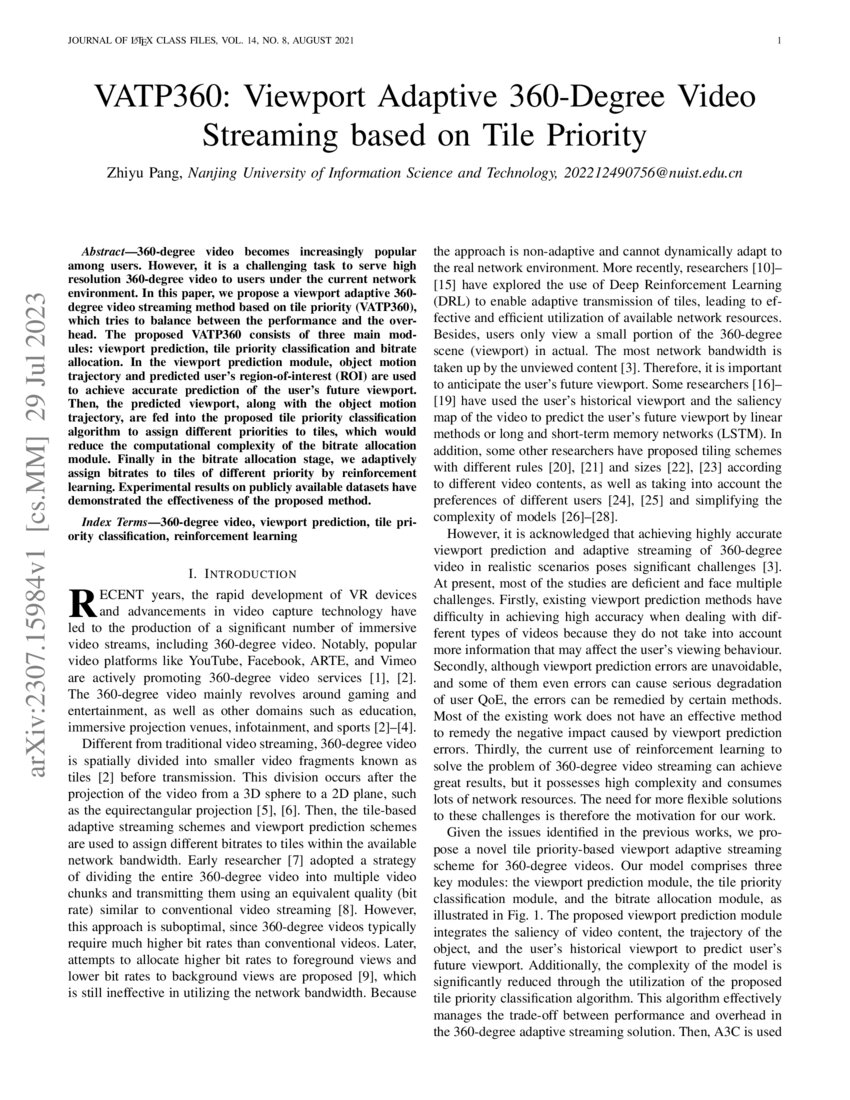 VATP360: Viewport Adaptive 360-Degree Video Streaming based on Tile Priority | DeepAI