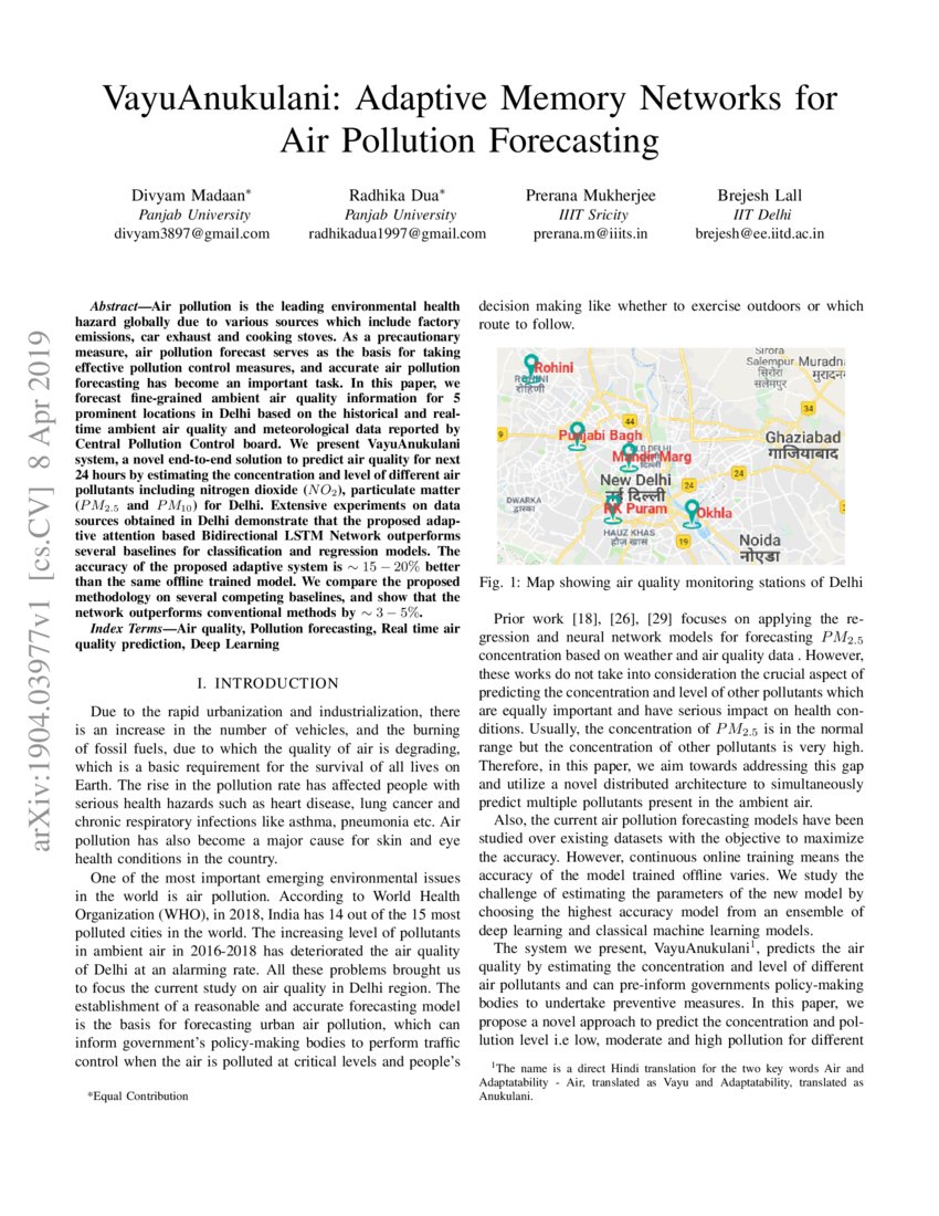 VayuAnukulani: Adaptive Memory Networks for Air Pollution Forecasting ...