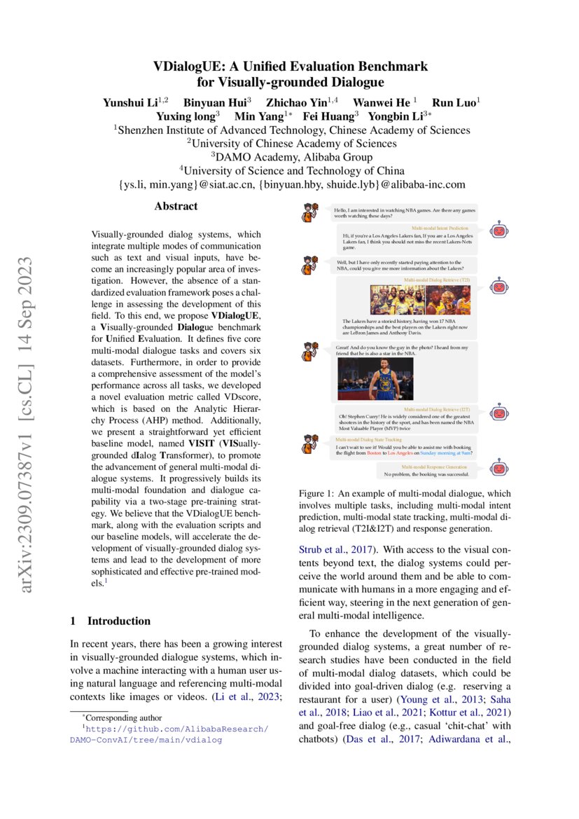 VDialogUE: A Unified Evaluation Benchmark for Visually-grounded Dialogue | DeepAI