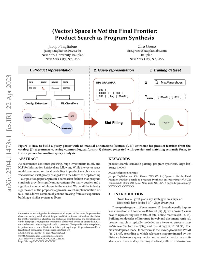 Vector Space Is Not The Final Frontier Product Search As Program Synthesis Deepai 1253
