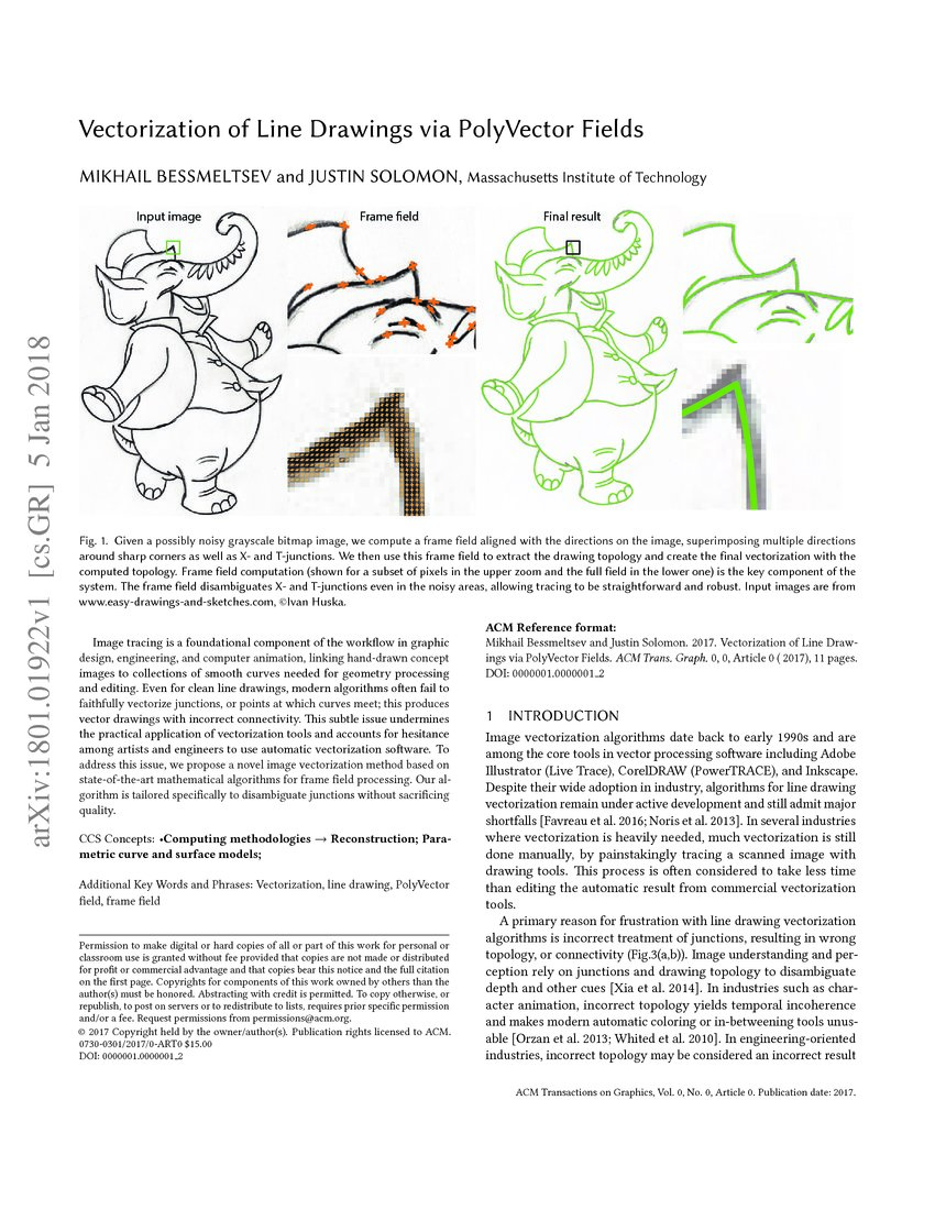 Vectorization of Line Drawings via PolyVector Fields | DeepAI