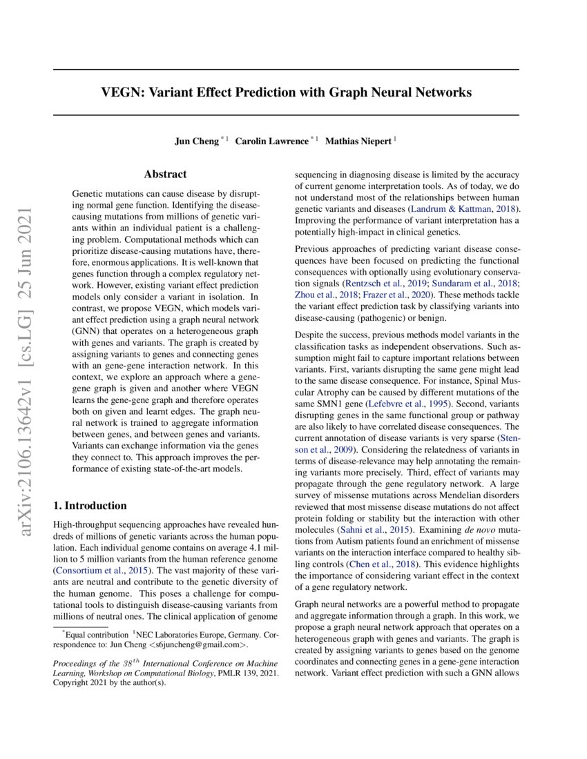 VEGN: Variant Effect Prediction with Graph Neural Networks | DeepAI