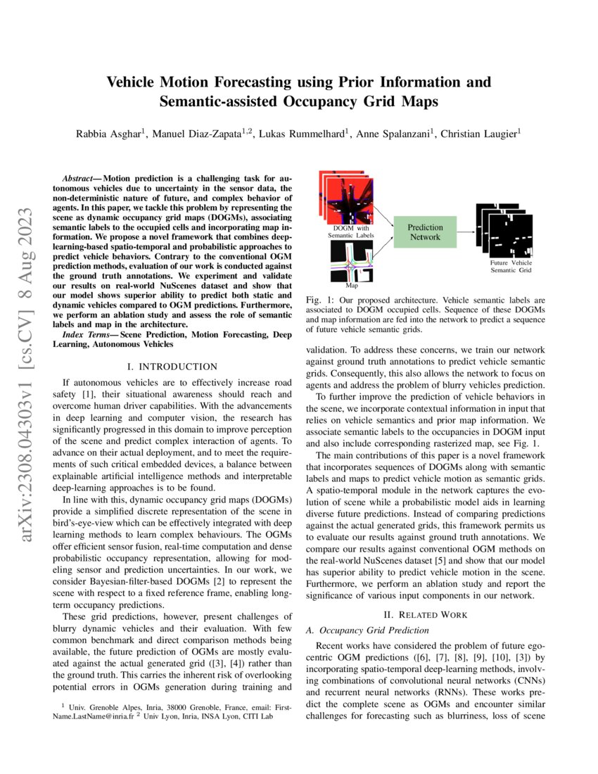 Vehicle Motion Forecasting Using Prior Information And Semantic Assisted Occupancy Grid Maps