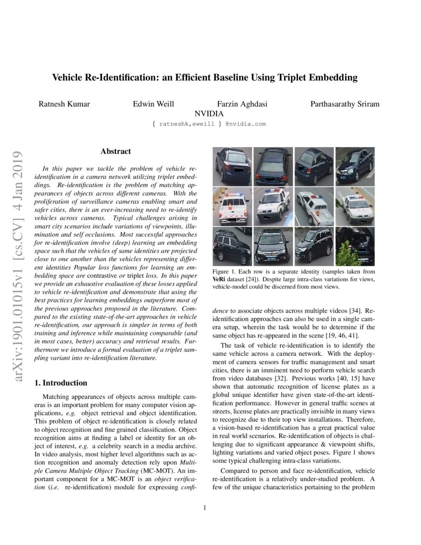 Vehicle Re-Identification: an Efficient Baseline Using Triplet ...