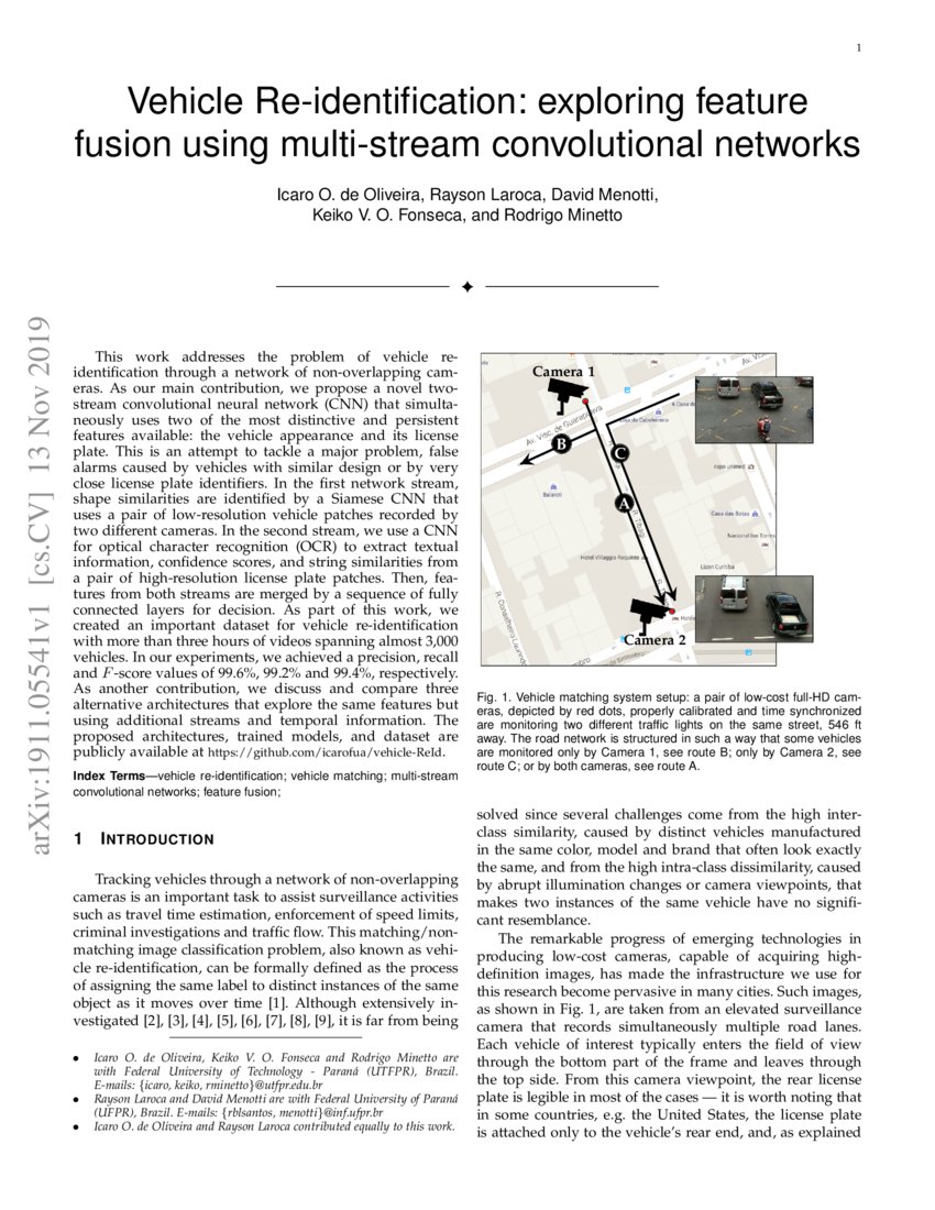 Vehicle Re Identification Exploring Feature Fusion Using Multi Stream Convolutional Networks