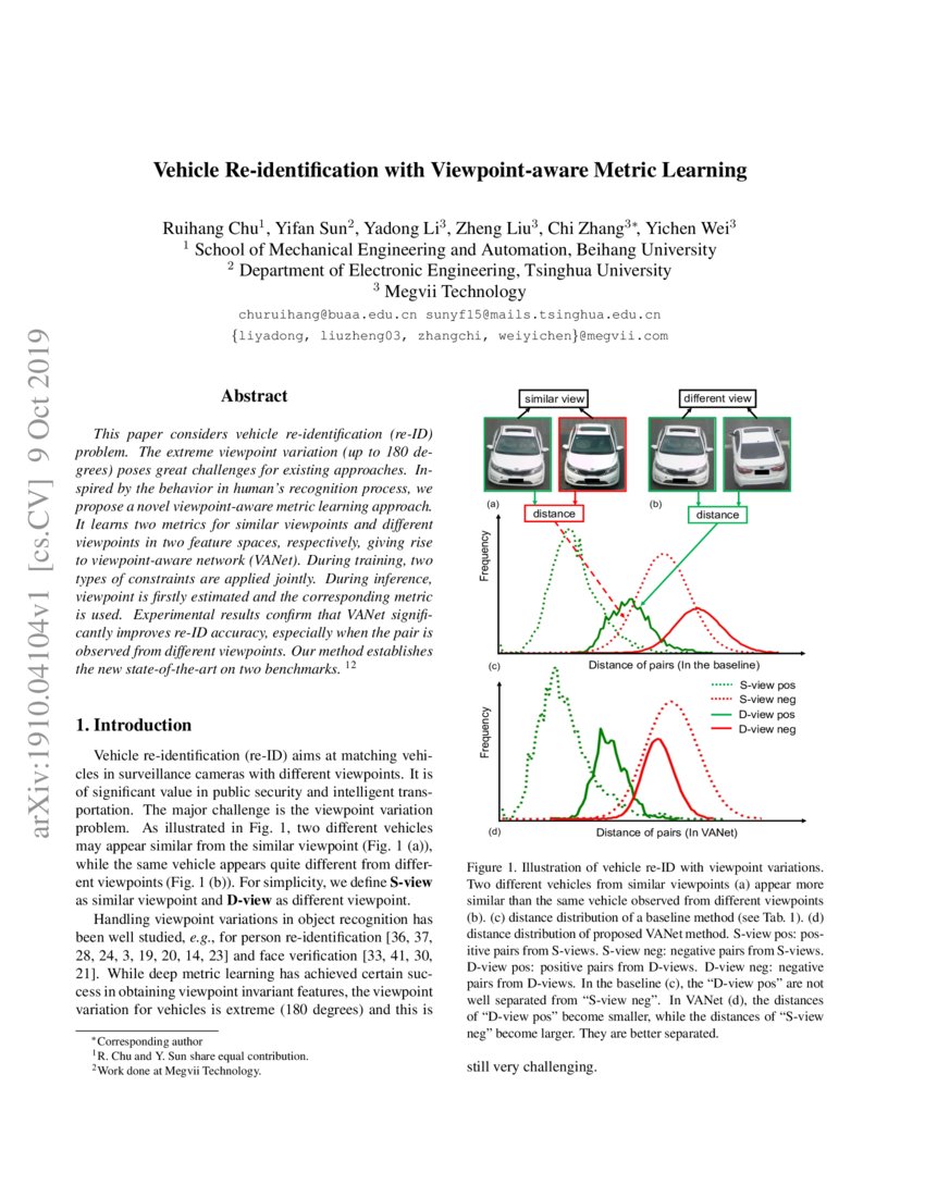 Vehicle Re-identification with Viewpoint-aware Metric Learning | DeepAI