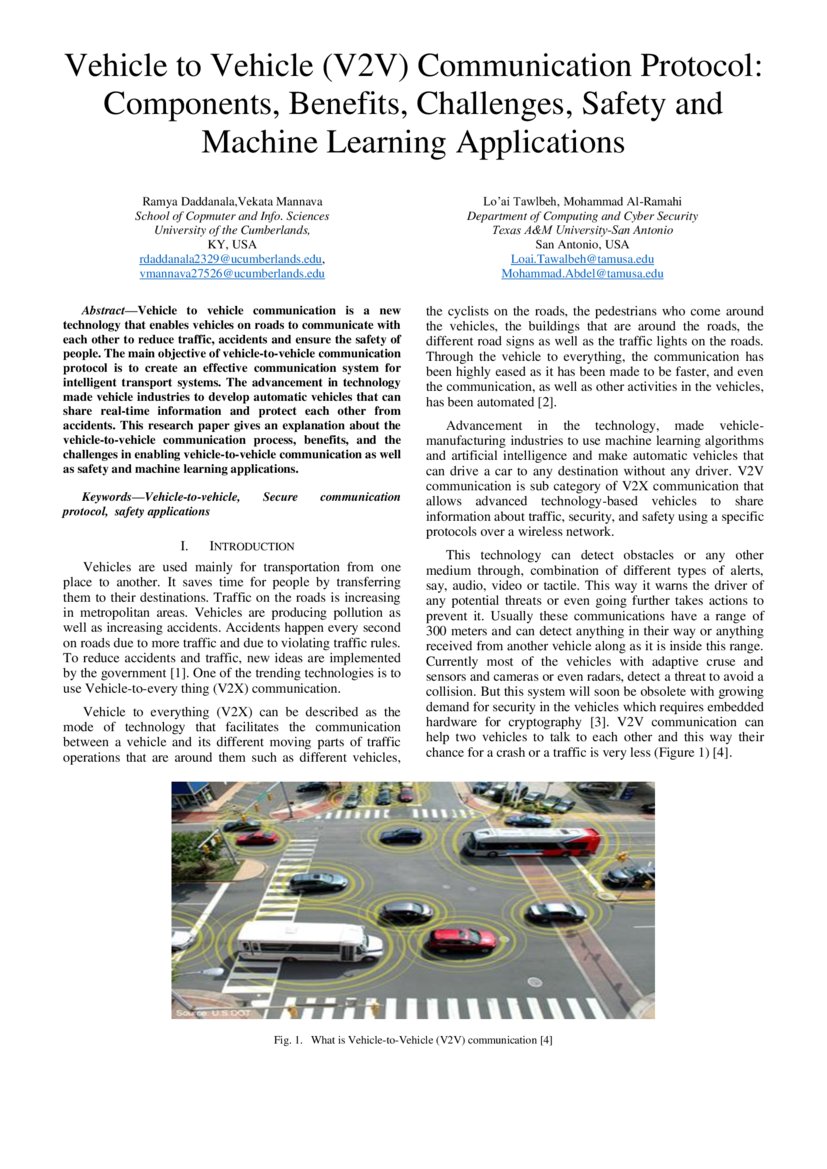 Vehicle to Vehicle (V2V) Communication Protocol: Components, Benefits ...