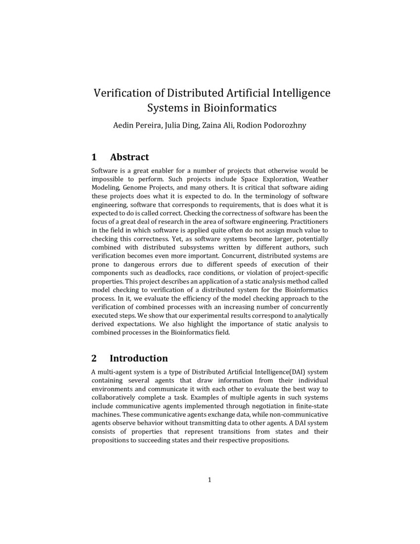 Verification Of Distributed Artificial Intelligence Systems In