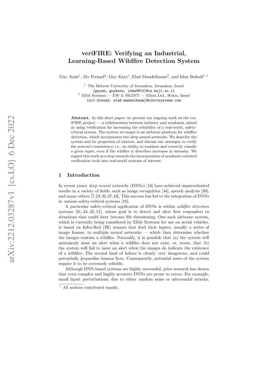 Verifire Verifying An Industrial Learning Based Wildfire Detection System Deepai
