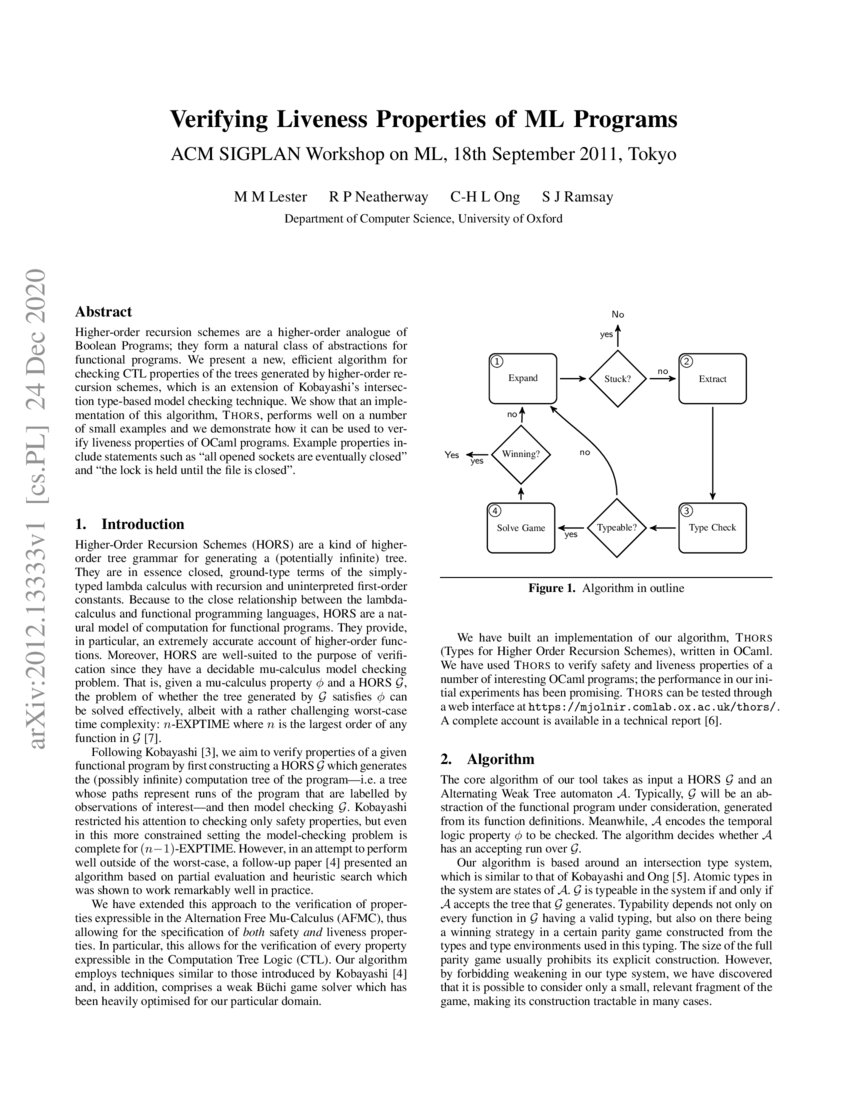 Verifying Liveness Properties of ML Programs | DeepAI