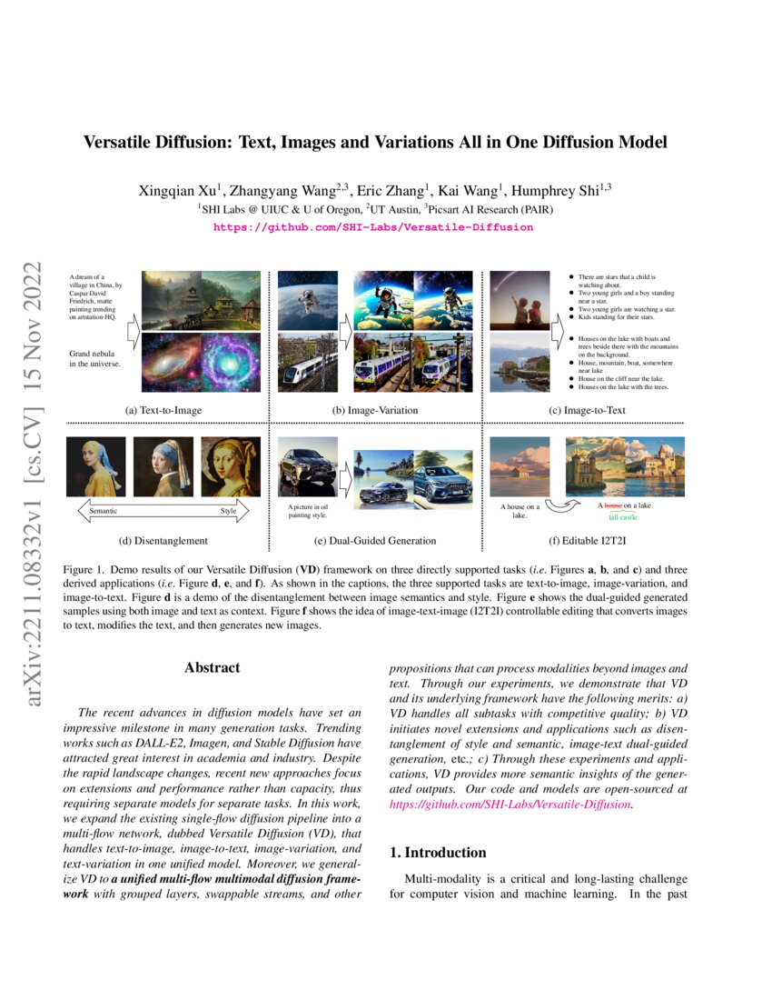 Versatile Diffusion Text Images And Variations All In One Diffusion Model Deepai