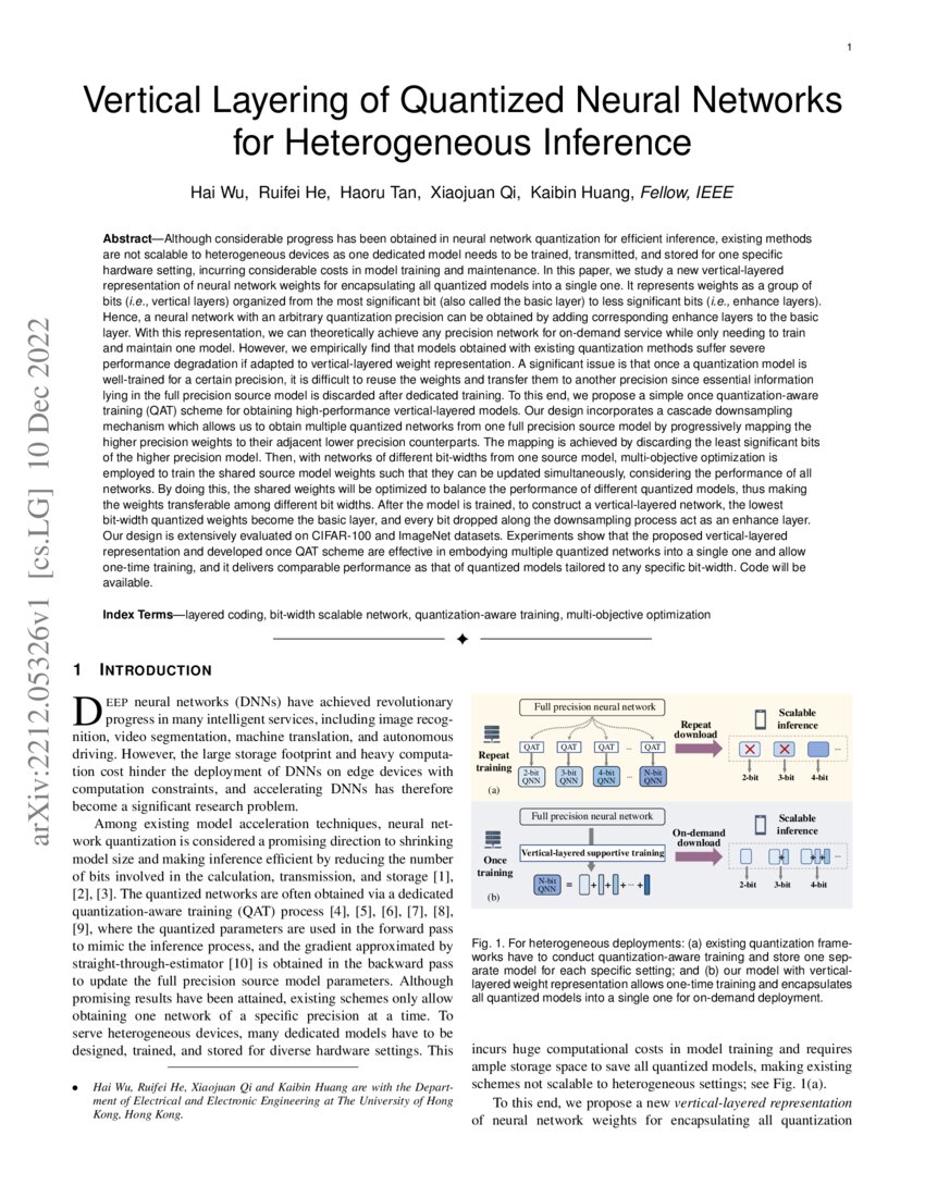 Vertical Layering of Quantized Neural Networks for Heterogeneous Inference | DeepAI