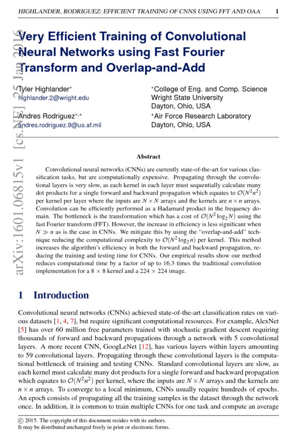 Very Efficient Training Of Convolutional Neural Networks Using Fast Fourier Transform And