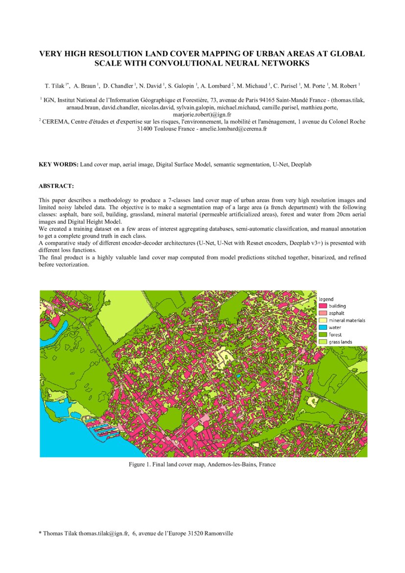 Very High Resolution Land Cover Mapping of Urban Areas at Global Scale ...