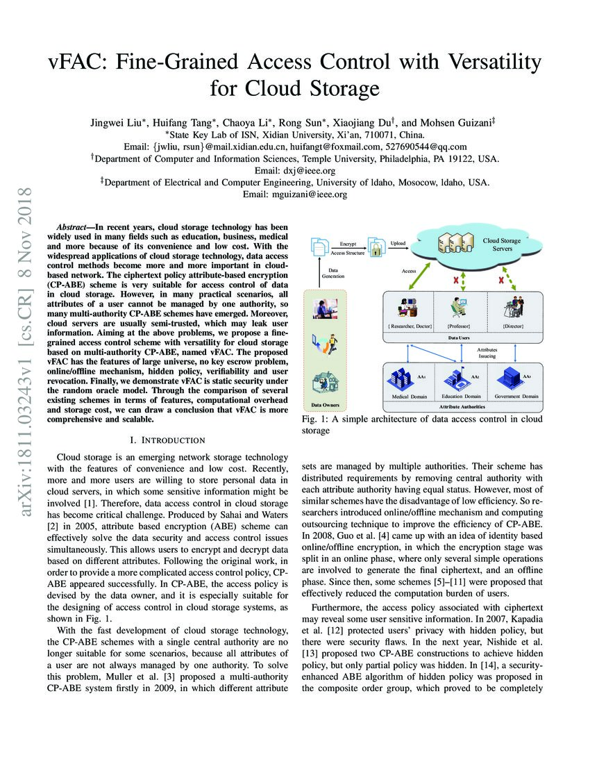 vFAC: Fine-Grained Access Control with Versatility for Cloud Storage | DeepAI