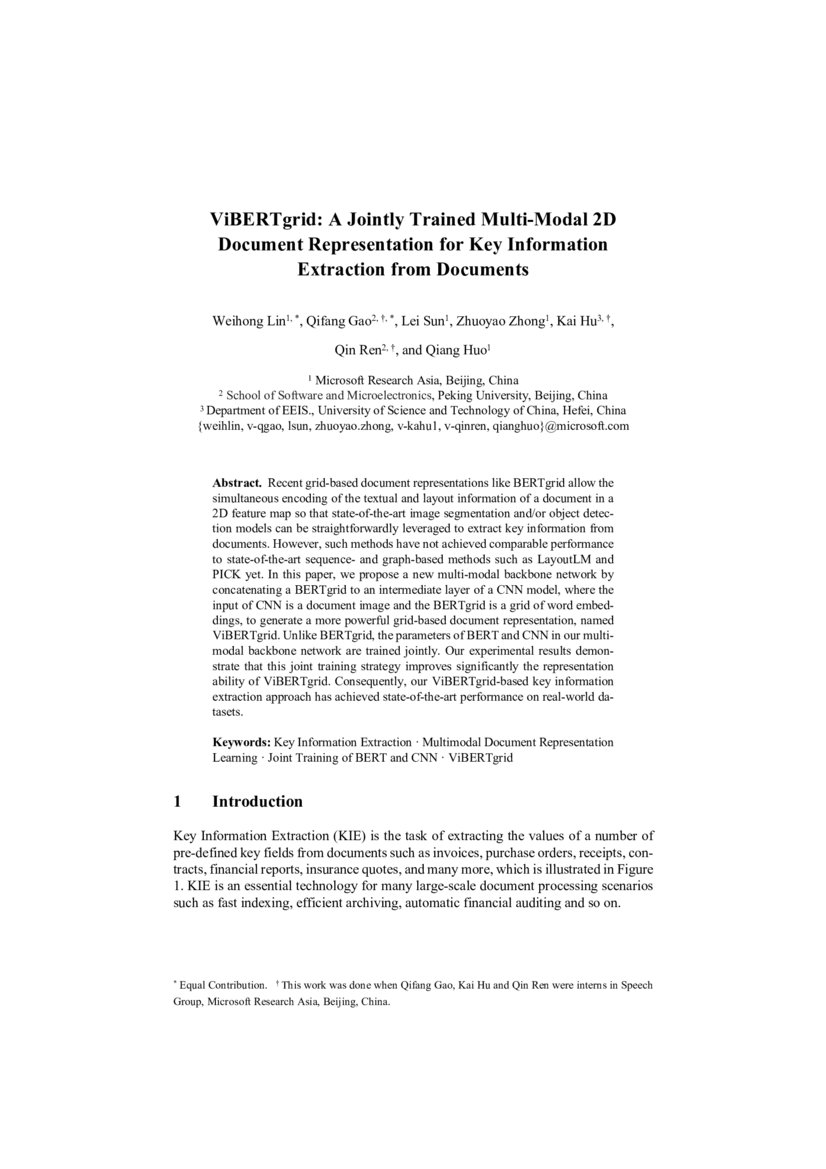 ViBERTgrid: A Jointly Trained Multi-Modal 2D Document Representation for Key Information ...