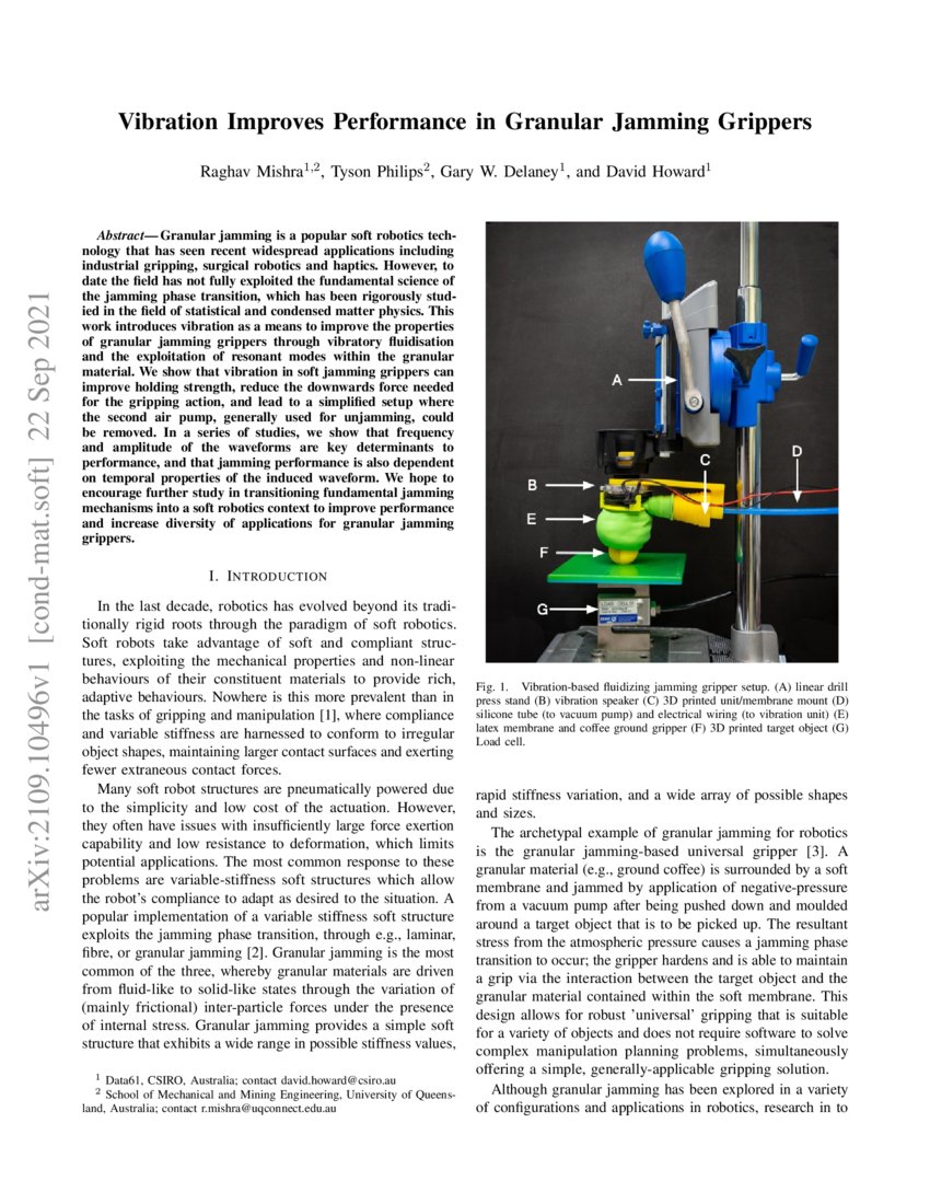 Vibration Improves Performance in Granular Jamming Grippers | DeepAI
