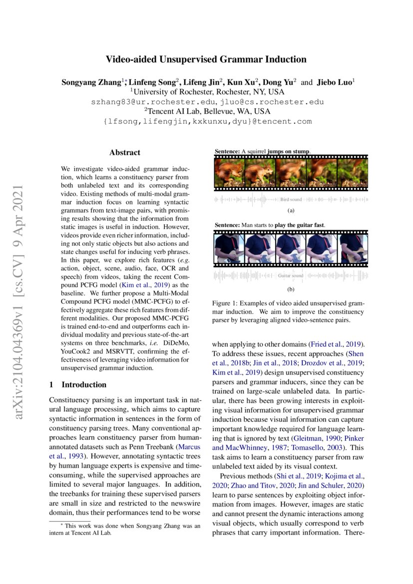 Video-aided Unsupervised Grammar Induction | DeepAI