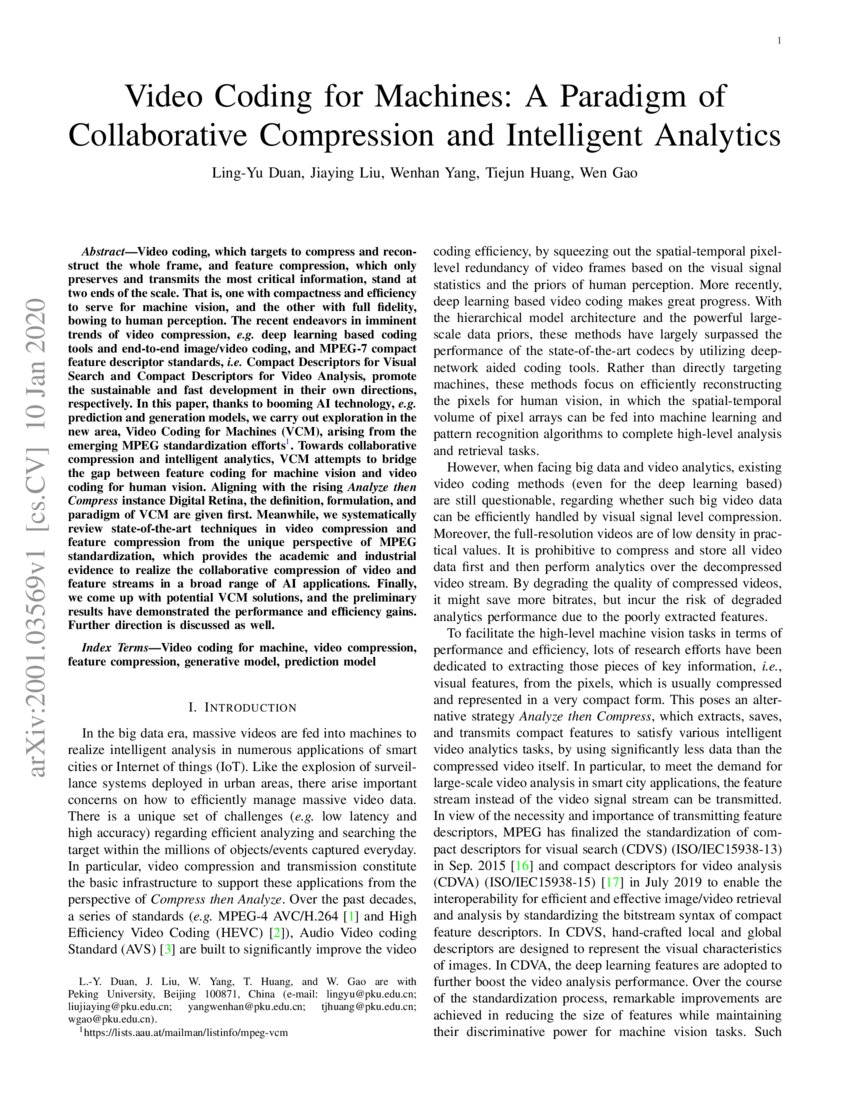 Video Coding for Machines: A Paradigm of Collaborative Compression and ...