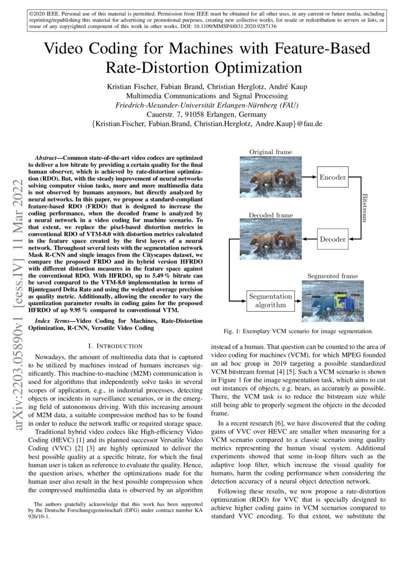 Video Coding for Machines with Feature-Based Rate-Distortion Optimization | DeepAI
