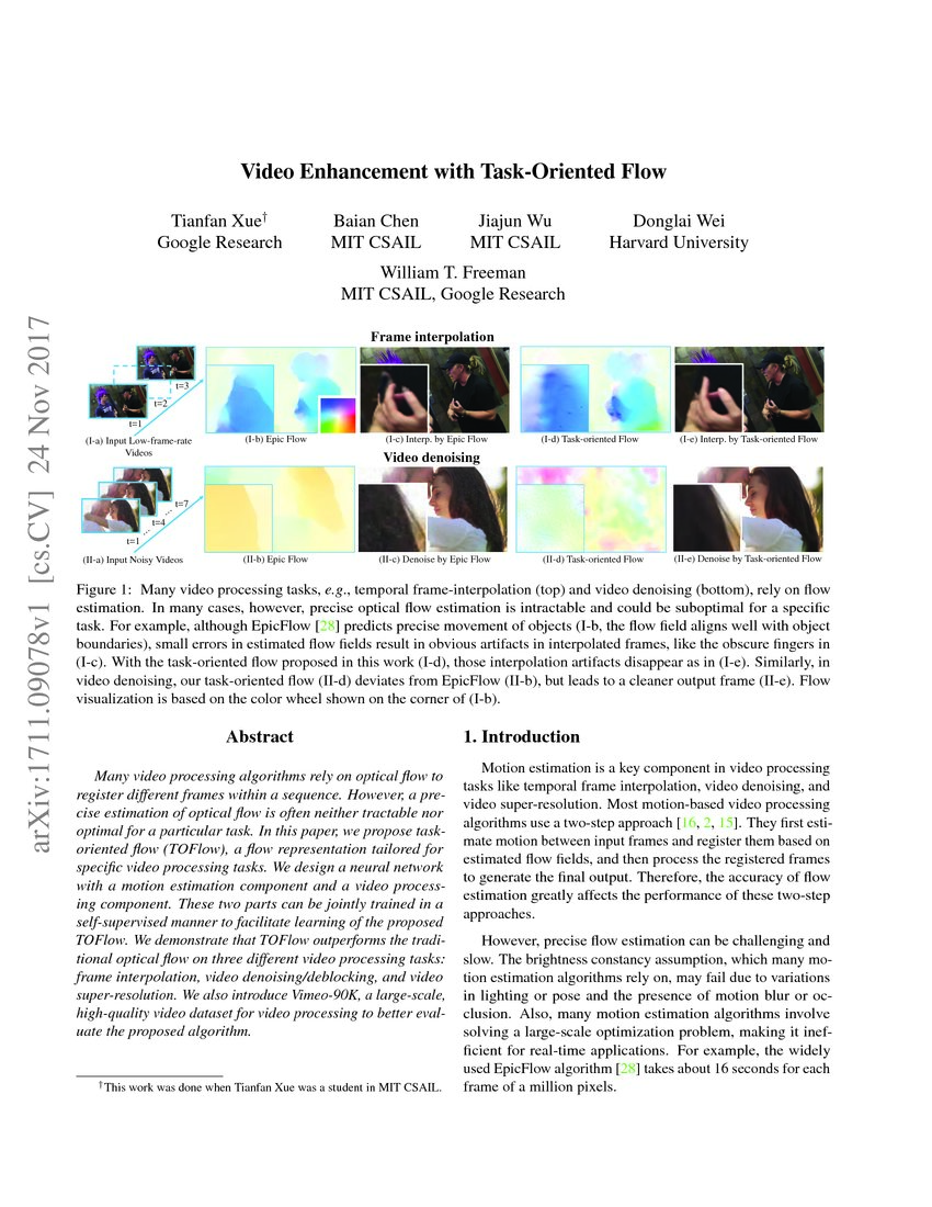 Video Enhancement with Task-Oriented Flow | DeepAI
