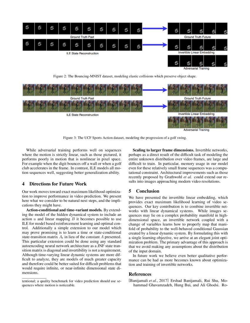Video Extrapolation with an Invertible Linear Embedding | DeepAI