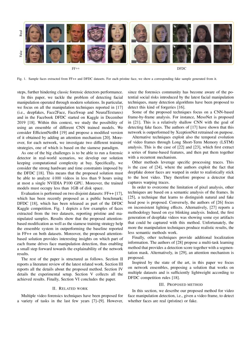 Video Face Manipulation Detection Through Ensemble of CNNs | DeepAI