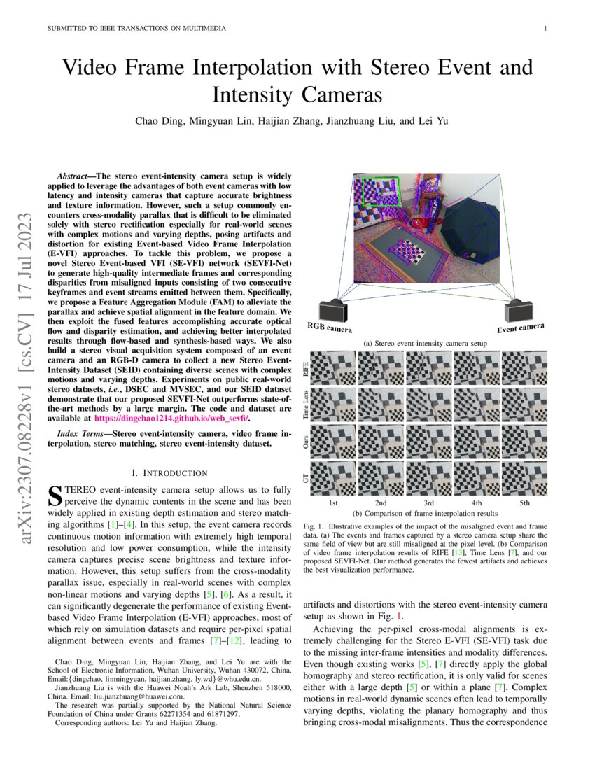 Video Frame Interpolation with Stereo Event and Intensity Camera | DeepAI