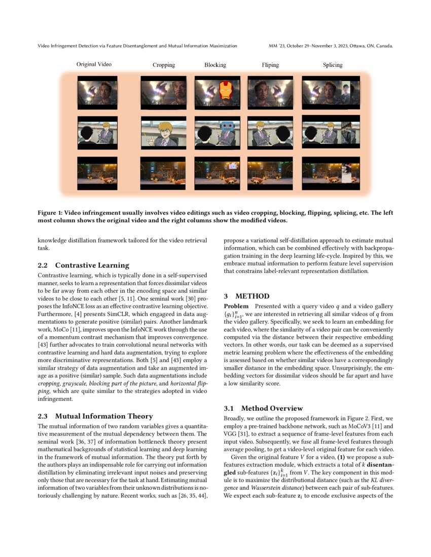 Video Infringement Detection via Feature Disentanglement and Mutual Information Maximization ...