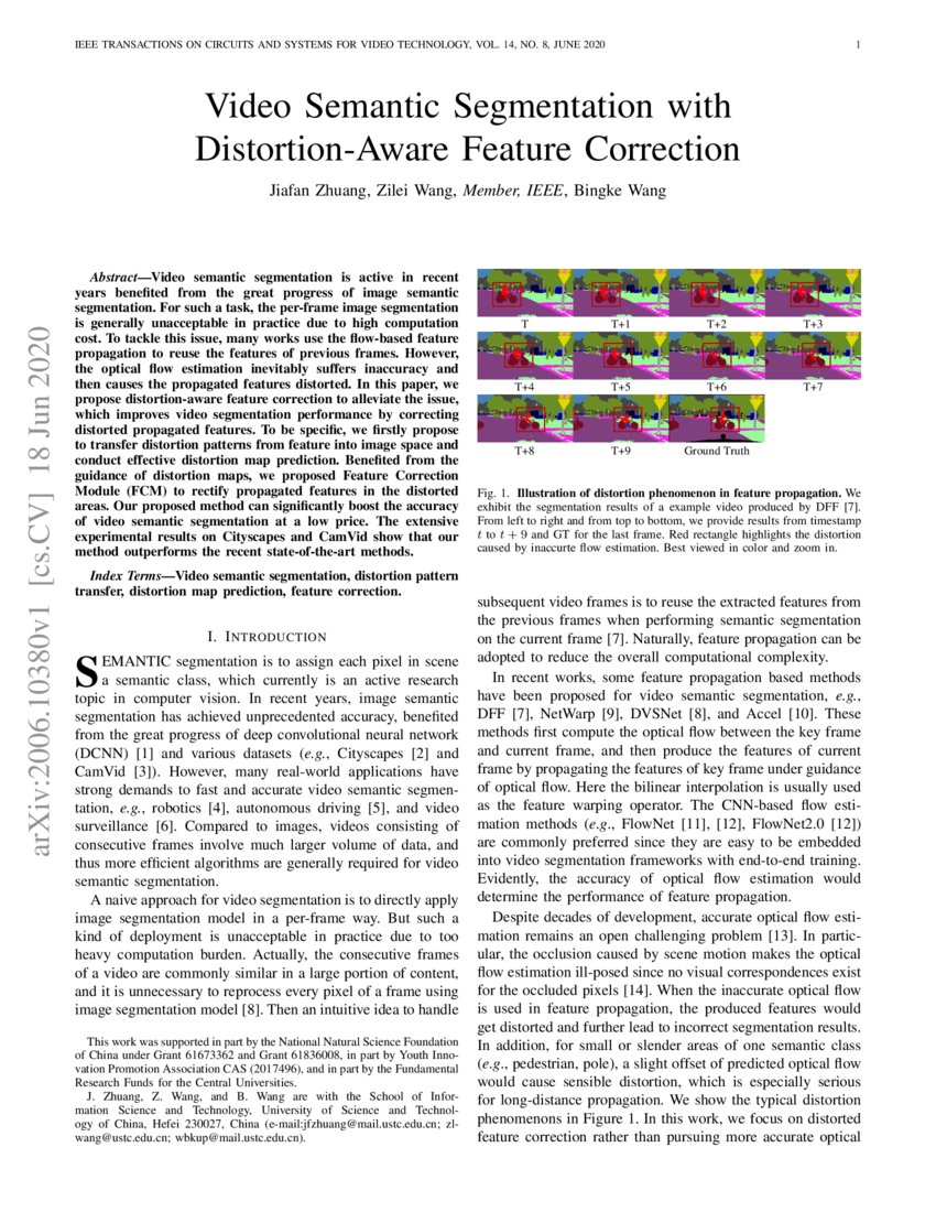 Video Semantic Segmentation with Distortion-Aware Feature Correction | DeepAI