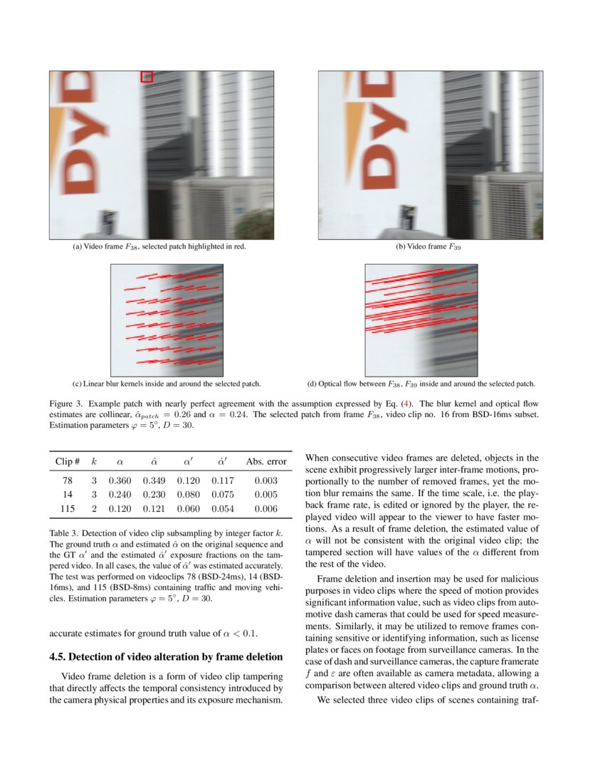Video shutter angle estimation using optical flow and linear blur | DeepAI