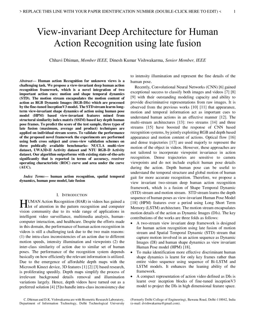 View-invariant Deep Architecture for Human Action Recognition using late fusion | DeepAI