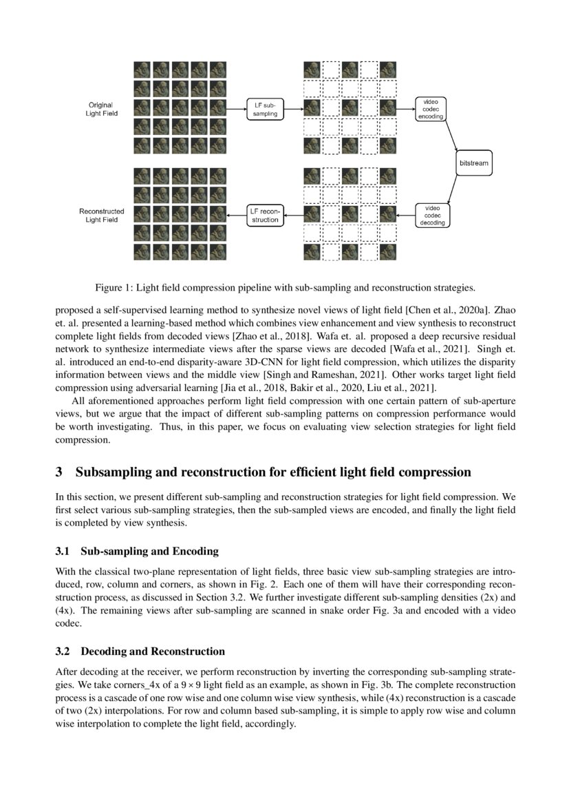 View Sub-sampling and Reconstruction for Efficient Light Field Compression | DeepAI